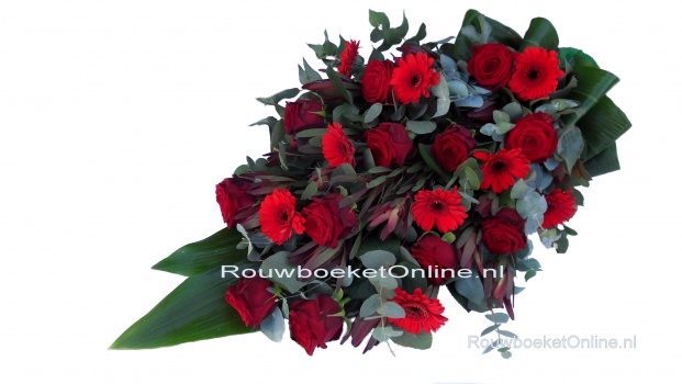 Rouwboeket rode rozen